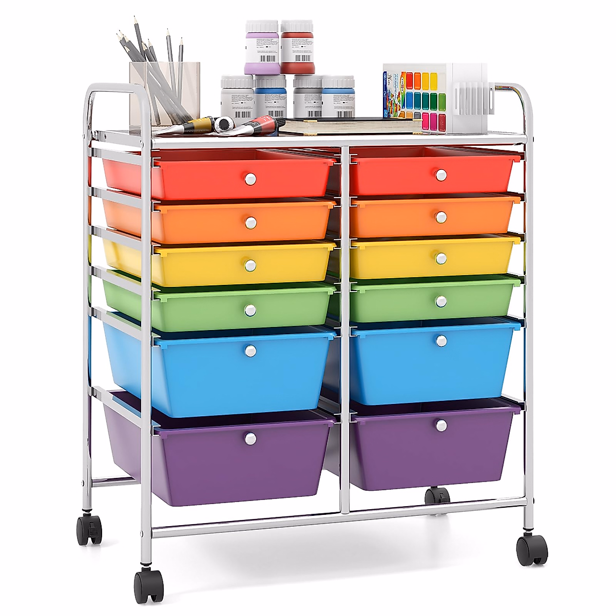Giantex 12 Drawer Rolling Storage Cart Tools Scrapbook Paper Office School Organizer