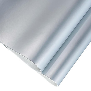 HYANG Silver Solid Color Matte Metallic Faux Leather, 11.8" x 53" Shiny Colored PU Leather for DIY Bows Wallet Sewing Crafts Jewelry Making