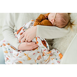 ADDISON BELLE – Swaddle Blanket– Viscose Made from Bamboo Soft Baby Blanket Baby Boy/Girl– Stretchy Newborn Baby Wrap –Nursery Receiving Blanket – Gender Neutral– 47” x 47” (Woodland Animals Print)