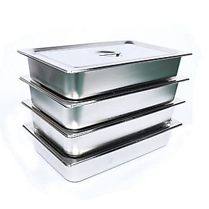MEDEIYIBI Table Pan 4 PCS Stainless Steel Steam Pans with Lids 4 in deep Food Prep Pan Commercial Integrated Design Hotel Pan for Buffet Food Service Catering Kitchen Daily Use 20x 12 x 4 in