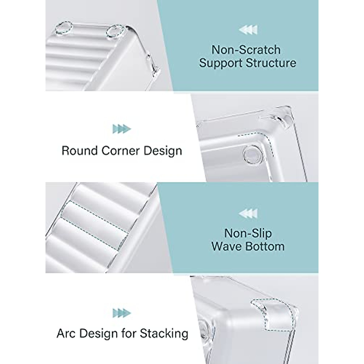 Kootek 21 Pcs Desk Drawer Organizer Set 4-Size Bathroom Drawer Tray Dividers Versatile Storage Bins Plastic Vanity Trays Organizers Divider Container for Dresser Makeup Kitchen Utensil Office