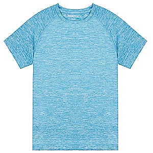 AMERICLOUD Boy's Quick Dry Short-Sleeve T-Shirts Active T Shirts for Boys 3-12 Years Old (Blue-L)