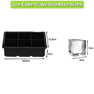 CHANCALCAL Ice Cube Trays, Silicone Sphere Whiskey Ice Maker with Lids, Large Square Ice Cube Molds, Suitable for Cocktails & Bourbon, Reusable & BPA Free