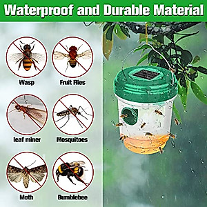 Wasp Traps, Solar Bee Trap Catcher, Wasp Catchers Yellow Jacket Trap with UV LED Light, Nontoxic Reusable Wasp Trap Outdoor Hanging, Wasp Killer for Trapping Wasp, Hornet, Bee (2-Pack, Orange+Green)