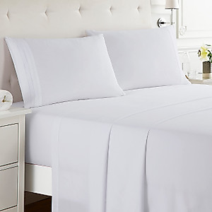 Nestl Double Brushed White Duvet Cover Queen Size 3 Piece Soft Queen Duvet Cover Set + Queen Sheets Set White 4 Piece Bed Sheets for Queen Size Bed