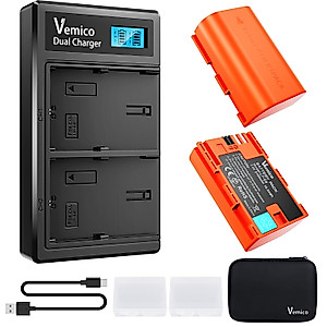 Vemico LP-E6 LP-E6N Battery Charger Set 2 x 2100mAh Replacement Batteries Dual Slots LCD Type-C Cable Charger for EOS 5D Mark IV/5D Mark III/5DS R/5D Mark II/6D/7D Mark II/7D/80D/70D/60D/60Da