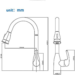 Kitchen Sink Tap Stainless Steel Pull Out Kitchen Mixer Taps 360° Swivel Kitchen Faucet Single Handle Sink Mixer Faucet with 4 Water Outlet Function,Black