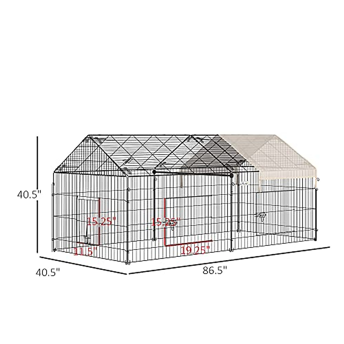 PawHut 7.2' Small Animal Playpen with Cover, Multifunctional Metal Pet Exercise Pen Large Metal Chicken Coop, Outdoor Bunny Pen, Easy to Store & Set-up, Beige
