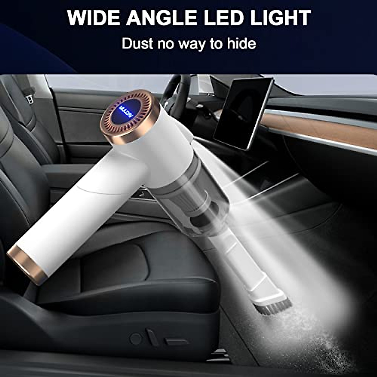 KOROICK Wireless Handheld Car Vacuum Cleaner - 90° Foldable Portable Vacuum Cleaner for Car, 9000PA Suction Cordless Car Vacuum, Rechargeable Mini Car Vacuum for Vehicle, Home and Office (White)