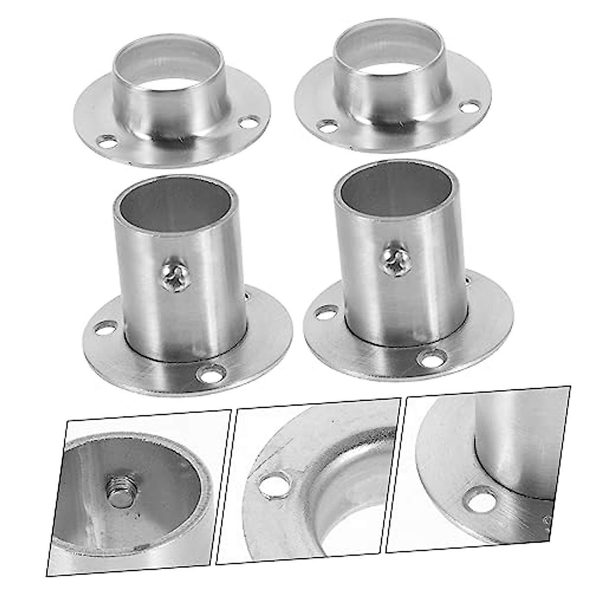 Cabilock 16 Pcs Shower Curtain Rod Base Wardrobe Sockets Curtain Rod Socket Curtain Flange Rod Holder Shower Curtain Holders Boom Stand Washcloth Holder Shower Curtain Pole Socket Towel