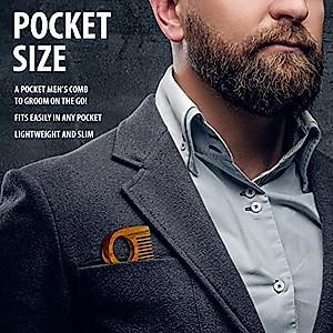 Manecode Wooden Hair Comb for Men - Premium Quality Anti-Static Sandalwood and Eco-Leather Pocket - Small Giftable Craft Box