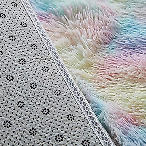 4x6 Rainbow Carpet for Living Room Soft Luxury Bedroom Fluffy Room Area Rug Shaggy Girls Comfy Mat