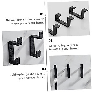 DOITOOL 6 pcs Household for Robe Shelves Heavy Hanger Hook Home Clo Coats Towel Hat Double Modern Key Stylish Bedroom Useful Durable Black Mounted Bathroom Entryway Rack Storage Coat
