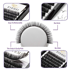 Eyelash Extensions Individual Lashes 0.20mm C Curl 8-15mm Mink Eyelash Extension Supplies Lash Extensions Professional Salon Use Black False Lashes Mink Lashes Extensions by EYEMEI (0.20-C-MIXED)