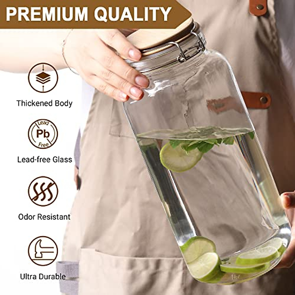 VITEVER [ Taller ] 92oz Glass Jars with Airtight Lid, Large Glass Food Storage Jars, 3 Pack Wide Mouth Airtight Glass Jars for Kitchen Pantry Spaghetti, Square Mason Jars with Labels