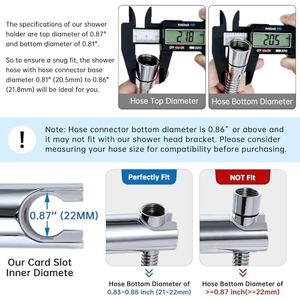 G-Promise No Drilling Metal Shower Slide Bar with Height and Angle Adjustable Handheld Shower Head Holder |Strong Adhesive Disc Mount or Wall-Mounted (Chrome)