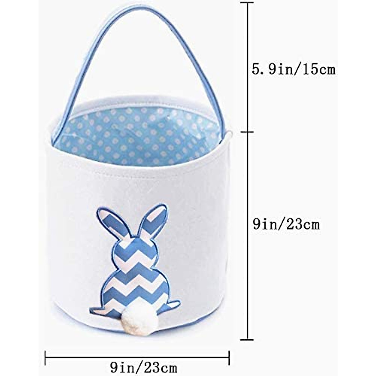 2 Pack Easter Bunny Basket Bags, Striped Bunny Print Design Canvas Tote Bag, Used for Egg Candy and Gift Hunting at Children's Easter Party (Blue+red)