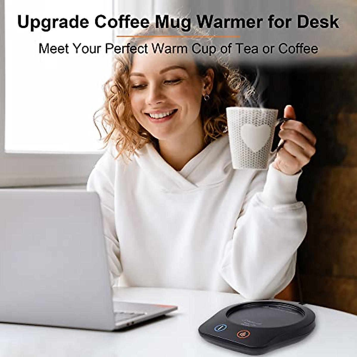 Mug Warmer Coffee Cup Warmer for Desk: Electric Coffee Warmer for Desk 2/4/8 Hours Auto Shut Off with 5 Control Temperature Settings - Large Smart Beverage Heating Plate for Home and Office Use Black