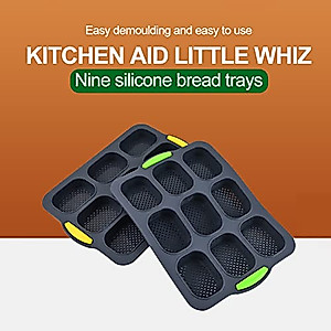 Mini Baguette Pan Silicone Bread Pan 8 Grid Silicone Baguette Baking Tray Non Stick Perforated Pan Cake Baking Mould French Bread Molds Kitchen Baking Tools (b)
