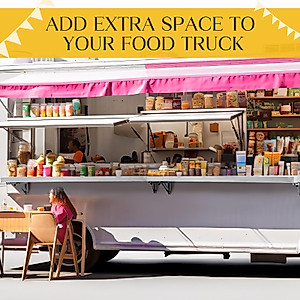 Vercraft 1 Pack Stainless Steel Shelf Folding Concession Wall Mounted Shelves Commercial Serving Stand Shelves for Food Truck Trailer Windows Restaurant Kitchen Home Utility Room Garage (12"x47")