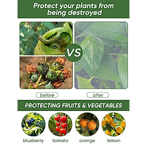 Bird Netting for Garden Protection - 4 PACK Garden Netting Pest Barrier with Drawstring,3.3Ft x 2.7Ft Mosquito Net Tomato Protective Cover Garden Plant Netting for cicadas Vegetables blueberry bushes