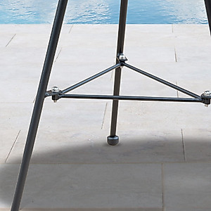 Lepus Rattan Outdoor Side Table, Small Round Wicker Patio Side Table with Glass Top, Weather Resistant Patio End Table for Garden, Balcony, Yard Porch (Dark Grey)