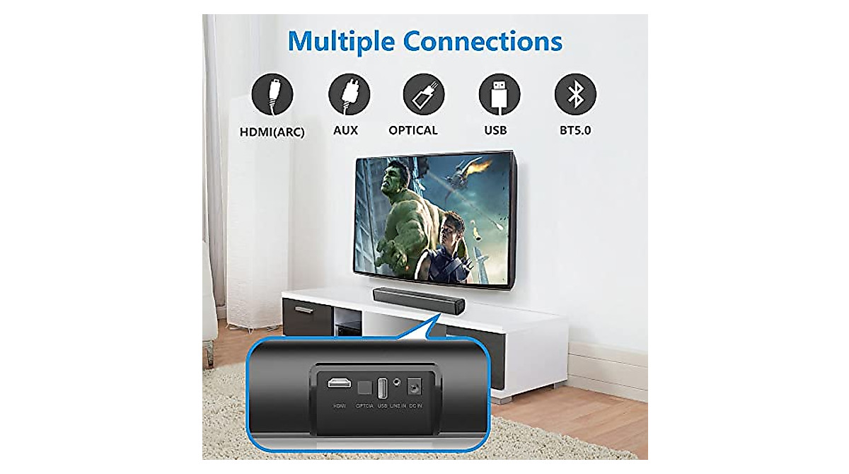 Audvoi Mini Soundbar for TV - 60W 3D Surround Sound & Bluetooth