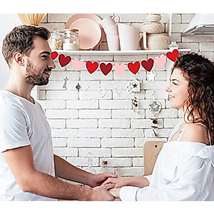 Valentine's Day Decorations for Home Decor,Valentines Day Garland Valentines Banner Felt Heart Decor for Wedding Anniversary Birthday Party Home Supplies