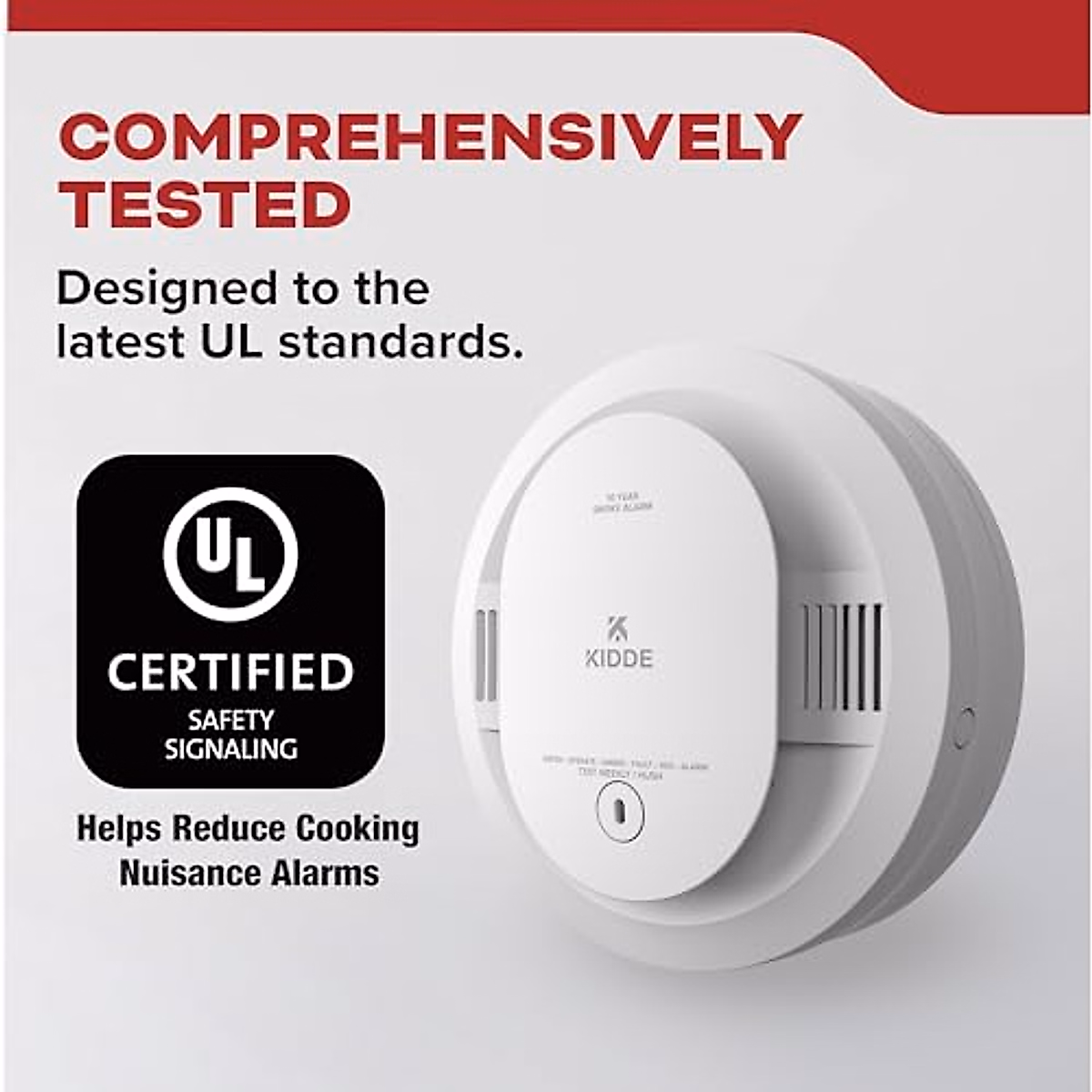 Kidde Smoke Detector, 10-Year Battery Powered, Voice Alerts, LED Warning Light Indicators