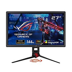 ASUS ROG Strix XG27UQ 27” HDR DSC Gaming Monitor, 4K (3840 x 2160), 144Hz, IPS, 1ms, Adaptive Sync, DisplayHDR 400, DCI-P3 90%, Eye Care, HDMI DisplayPort USB, Aura Sync (Renewed)