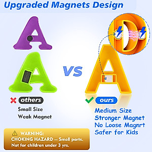 Magnetic Letters and Numbers, Stronger Magnets Design Alphabet ABC 123 Magnets, Safe Colorful Magnets Refrigerator Toys Set Learning Spelling Counting for Kids Toddlers(78 PCS)