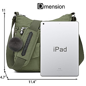 SUKRY Nylon Crossbody Bag for Women with Anti theft RFID Pocket, Waterproof Shoulder Bag Travel Purses and Handbag (Green)