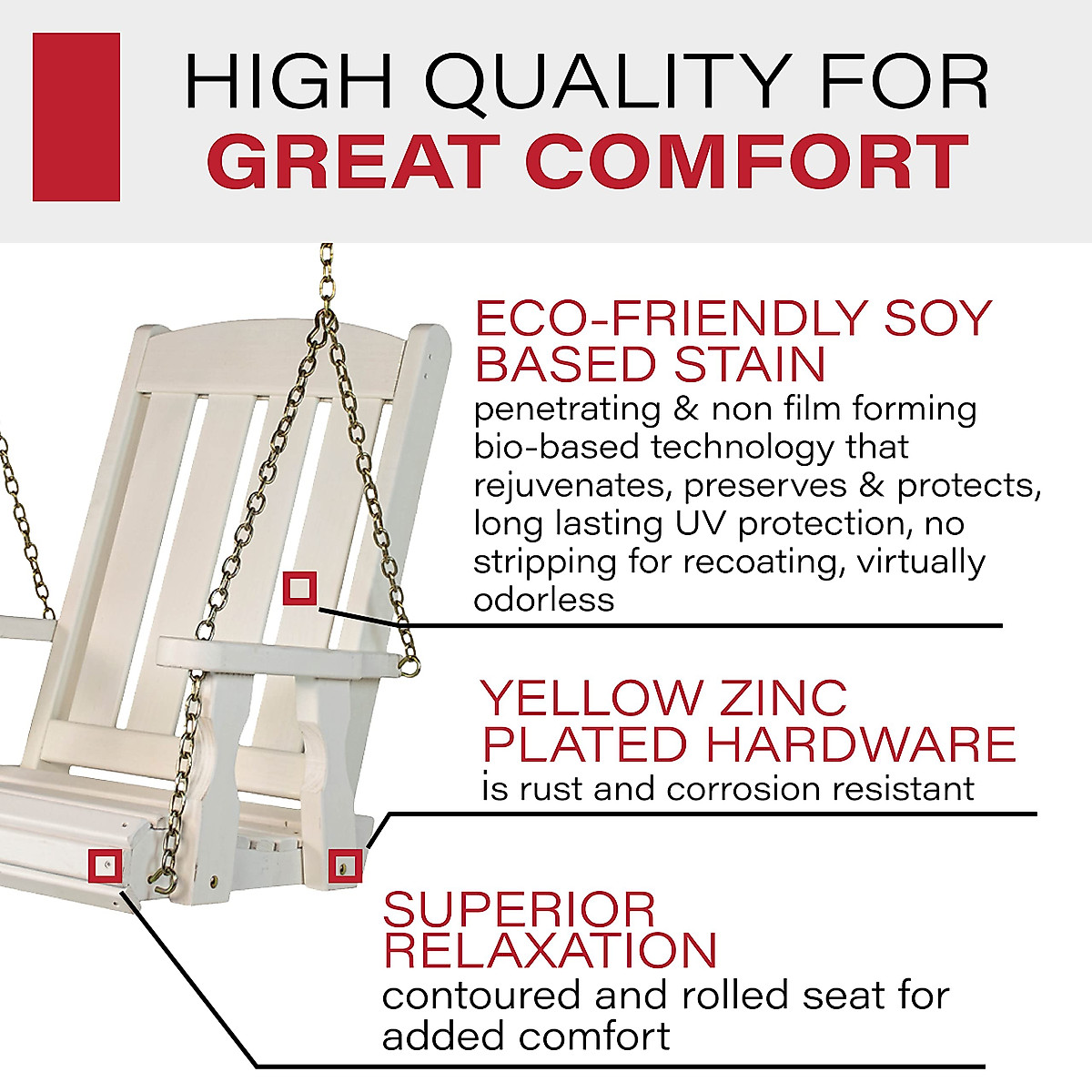 Amish Casual Heavy Duty Mission Pressure Treated Swing Chair (Semi-Solid White Stain)