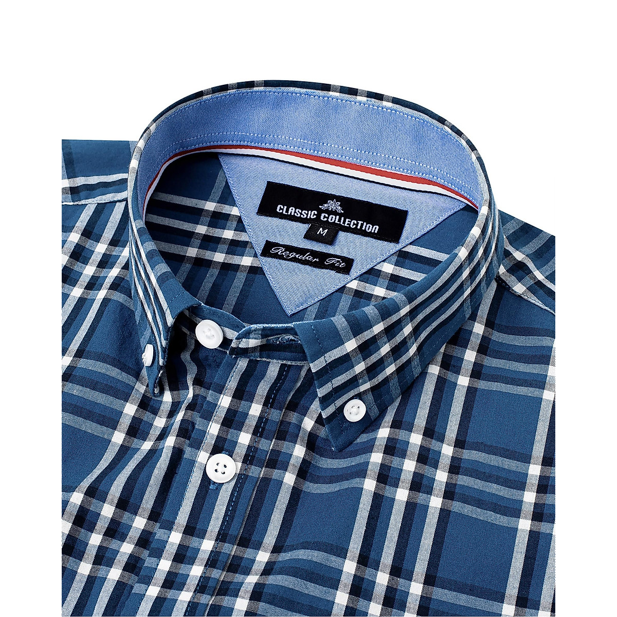 Alimens & Gentle Men's Plaid Button Down Shirts Cotton Long Sleeve Dress Shirts Regular Fit Gingham Shirts