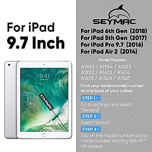 SEYMAC Case for iPad 6th/5th Generation Case 9.7 Inch, Full-Body Shockproof Heavy Duty Protective Case with Screen Protector, Rotating Stand/Hand/Shoulder Strap for iPad Air 2/ Pro 9.7, Black