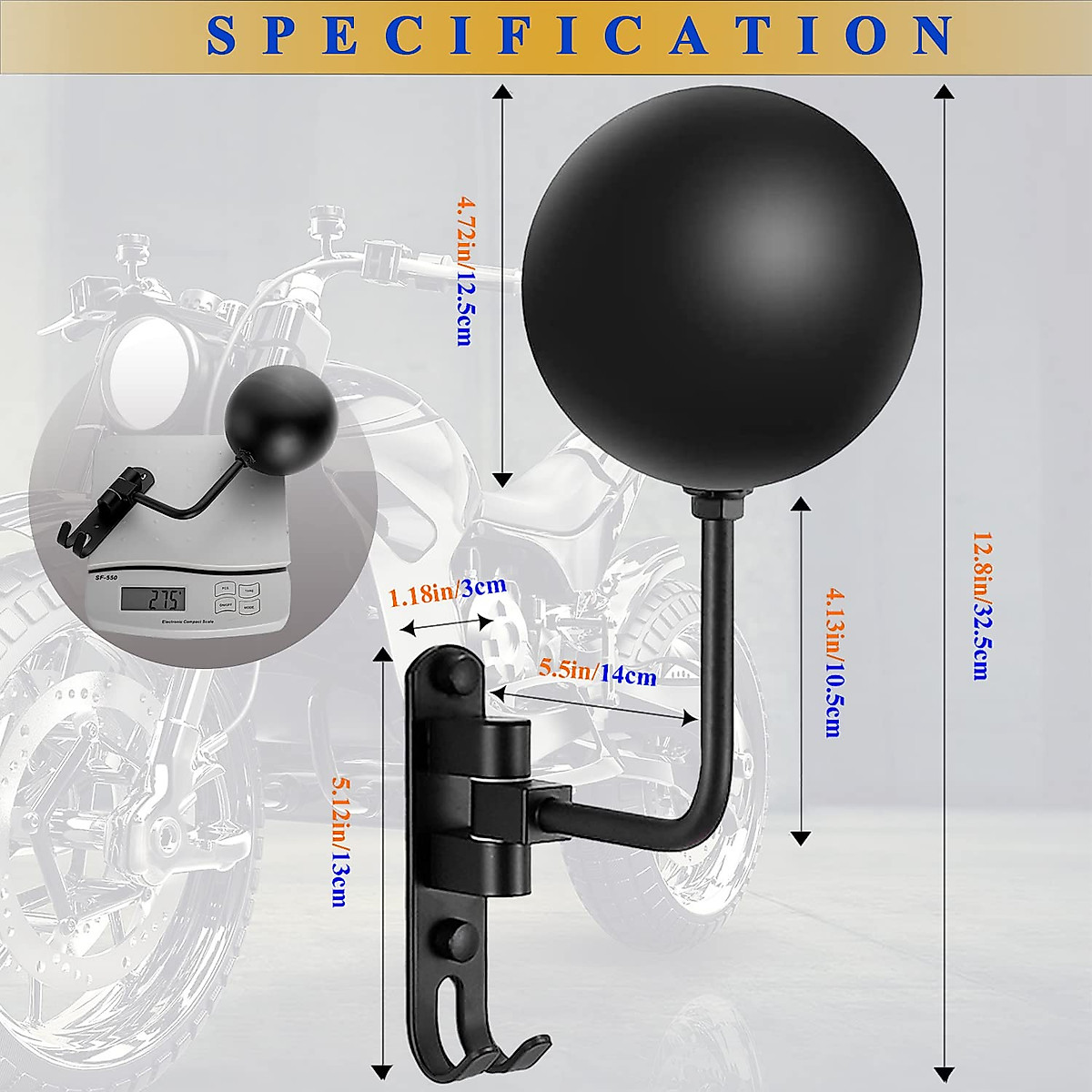 TPard Motorcycle Helmet Holder Wall Mount Helmet Rack 180° Rotation Helmet Hanger with 2 Hooks, 2 Pack