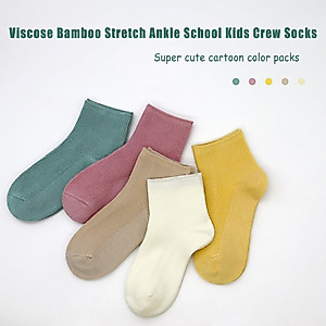 SERISIMPLE Viscose Bamboo Stretch Kids Ankle Socks Breathable Lightweight for Toddler Preschool Thin Soft Baby Socks 5 Pairs (Assorted, Small)