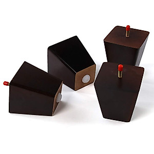 MEETWARM 4 inch Wood Furniture Legs Square Tapered Finish Pyramid Replacement Sofa Legs, Suitable for Sofa, Couches, Armchairs, Ottomans, TV Tables, Night Stands, Set of 4 (Dark Brown)