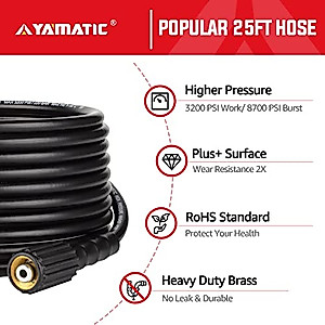 YAMATIC Pressure Washer Gun and Hose with Easy Pull Trigger, 3700 PSI Power Washer Gun Replacement for B&S, Honda, Excell, Simpson, Craftsman, Troy Bilt, Ryobi, Greenworks