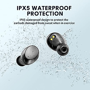 Wireless Earbuds,Lanteso S21 Waterproof Mini Bluetooth Earbuds with 4 Mics Clear Calling TWS Bluetooth Headphones with Bass Sound Earphones for Home,Work… (Black)