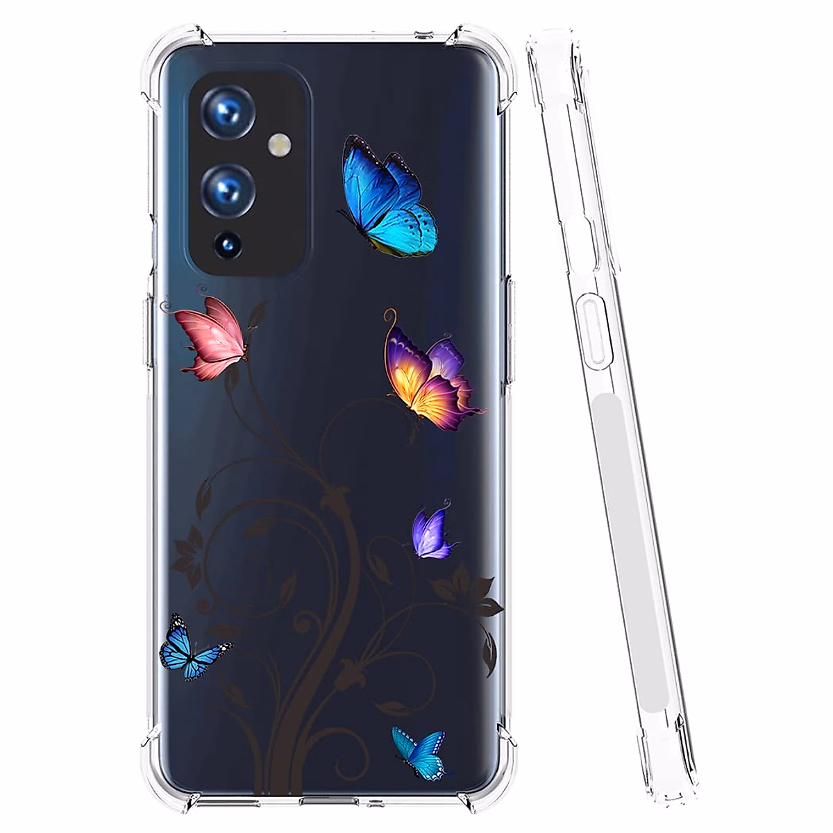 Bohefo Clear Case Compatible with OnePlus 9 5G LE2110 Case for Girls Women, Cute Soft TPU Shockproof Protective Phone Case Cover for OnePlus 9 (Butterfly)