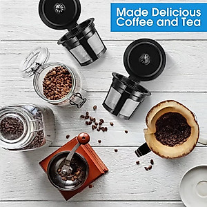 Reusable K Cups, 6 Pack Universal Fit Reusable Coffee Filters with Food Grade Stainless Steel Mesh Eco-Friendly Coffee Pods, for Keurig 1.0 and 2.0 Brewers