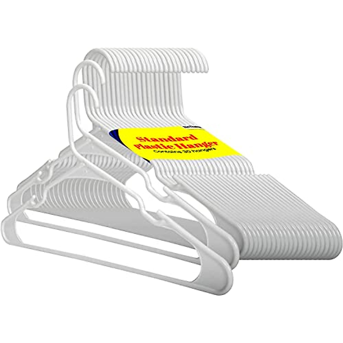 1InTheHome Standard Plastic Hangers, Hanger (30 Pack) Notched