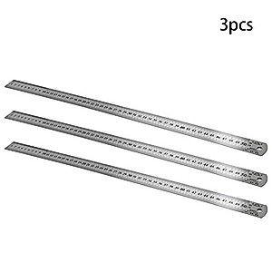 Auniwaig Straight Ruler, 50cm / 19.6-inch Scale Ruler, Stainless Steel Ruler, Measuring Tool for Engineering Office Architect Drawing 3 Pcs