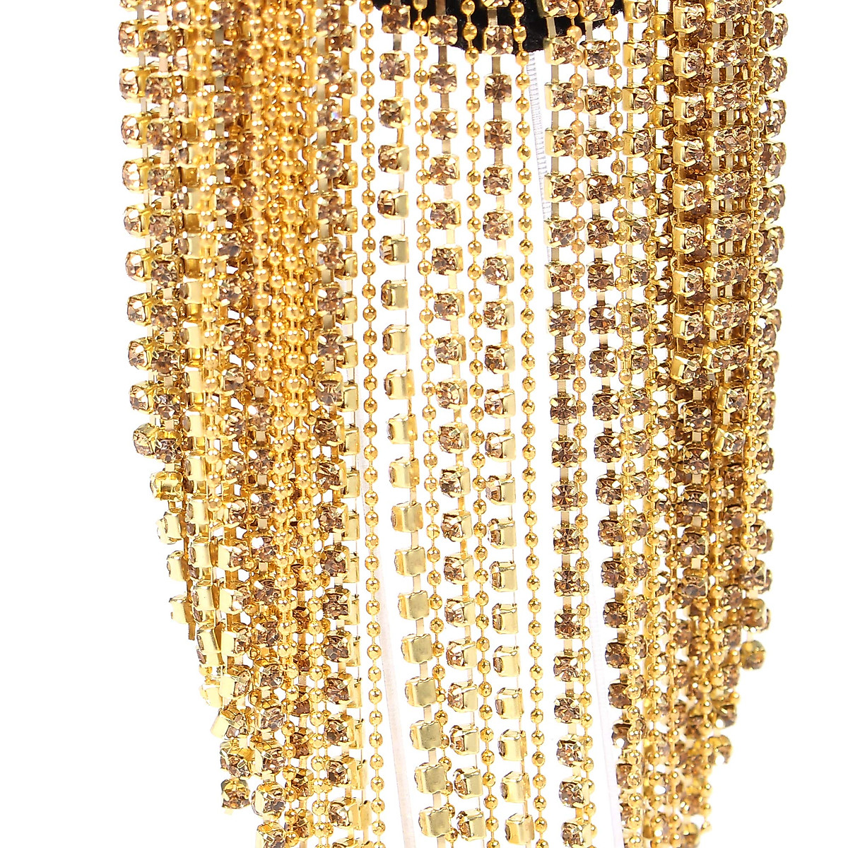 IUASZZ 2 Pieces Tassel Epaulets Metal Fashion Shoulder Jewelry Rhinestones Cloth Accessories Brooches for Women, 2.2×4in (Gold)