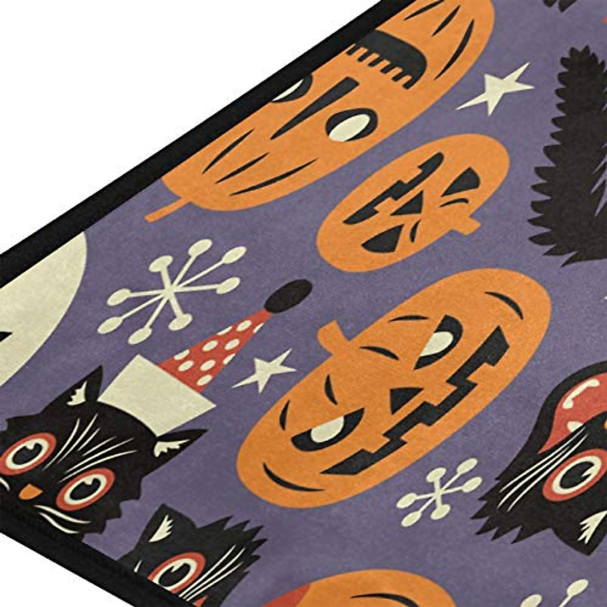 Spooky Cats and Halloween Pumpkins Indoor Area Rug Bathroom Kitchen Non-Slip Mat 39X20 inch
