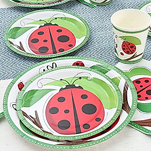 Ladybug Birthday Party Supplies - (Serves 24) - Ladybug Dinner Plates, Dessert Plates, Cups, Napkins. Ladybug decorations for Kids, Boys, Girls and More.