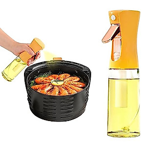 Oil Sprayer for Cooking, 220ml olive oil spray bottle, Oil mister spray for Air Fryer, Baking, Salad Dressings, Grilling (Glass Bottle, 220ml/7.4 oz) (Yellow)