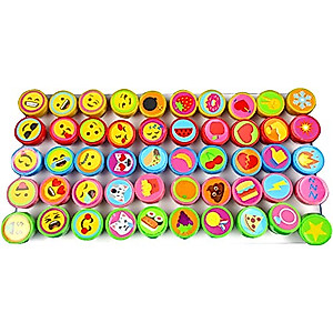 Tiny Mills 50 Pcs Emoji Assorted Stamps for Kids Self-Ink Stamps (50 Different Designs) for Emoji Birthday Party Favors,Goodie Bag Pinata Fillers, Game Prizes, Classroom Rewards, Teacher Stamps