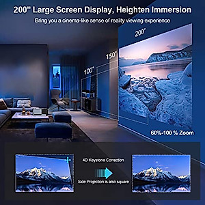 EUG Mini Projector for iPhone iPad Laptop, Outdoor Portable Projector 4K with WiFi Bluetooth, 2023 Android Smart Projector with Apps, Native 1080P LED Movie Video Projectors for Home Theater Office